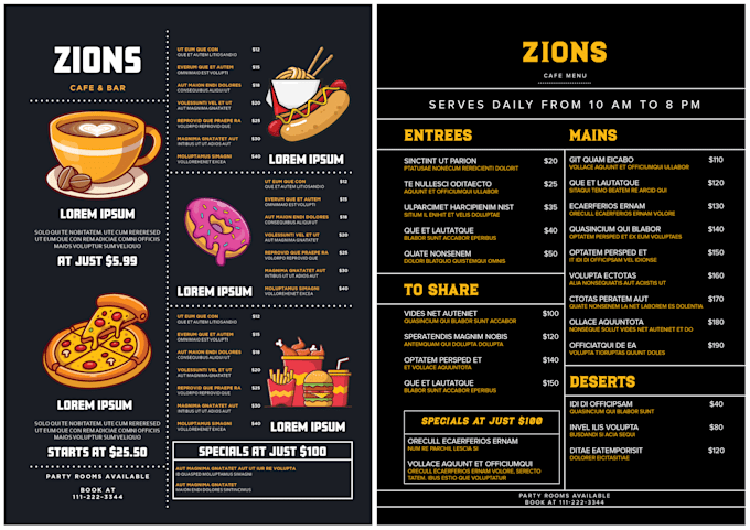 Design a modern or retro cafe menu, restaurant menu, price list by Zion ...