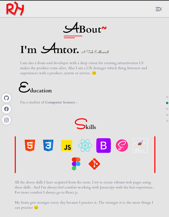 Do front end development with html,css, javascript, react js by Rhantor ...