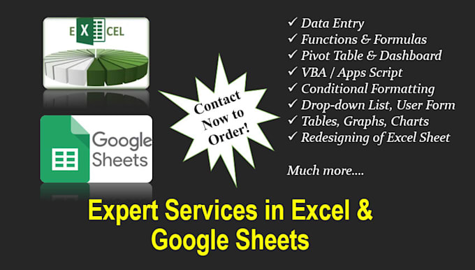 Be expert in excel, microsoft excel, google sheets, vba, formula, charts etc by Arsalan_nadeem ...