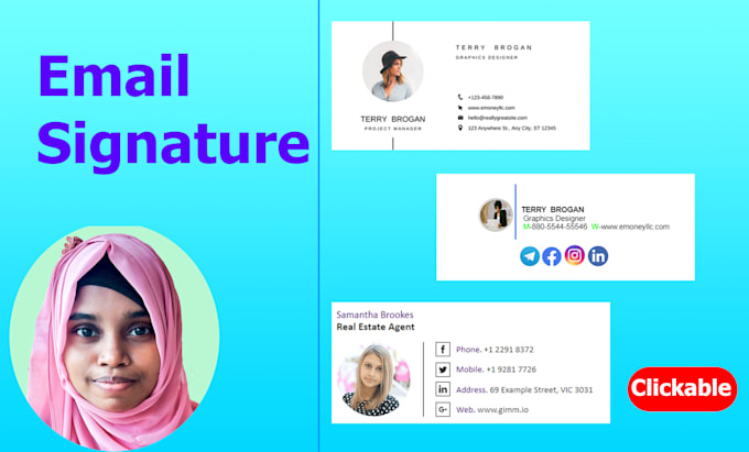 Make clickable email signature with picture, logo, social media icons ...
