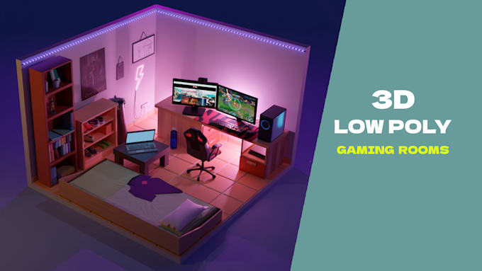 Design isometric 3d low poly room for you by Megacheesee | Fiverr