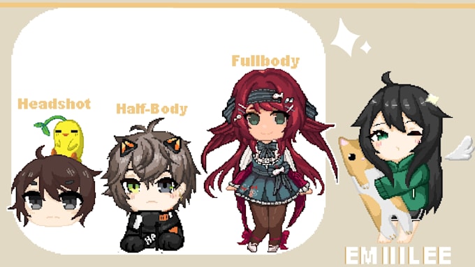 Draw chibi pixel art in my own art style by Emiiilee | Fiverr