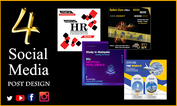 Design 4 social media posts designs by Abdullahumar206 | Fiverr