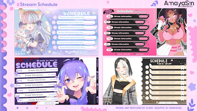 Make a custom vtuber stream schedule by Amayasin | Fiverr