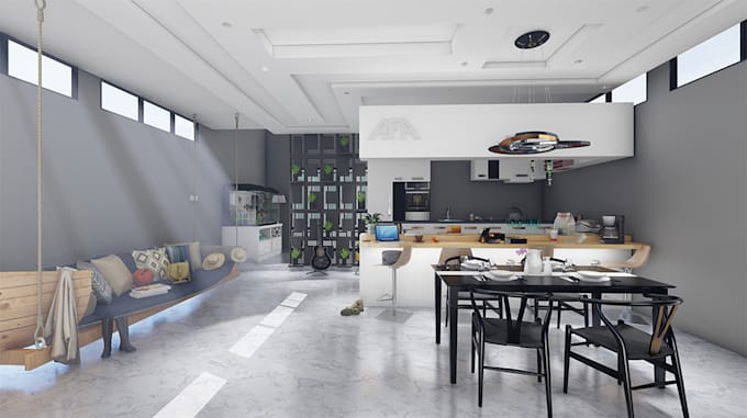 3d interior modeling and rendering by Adityafahrul | Fiverr