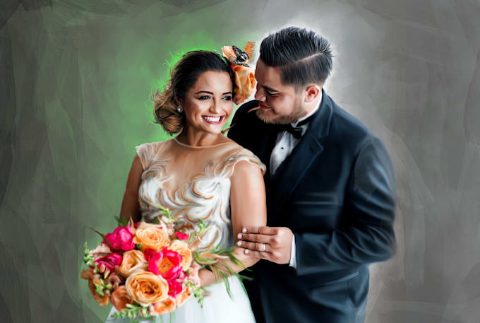 Draw lovely couple and wedding portrait oil painting by Sd_vectorize ...
