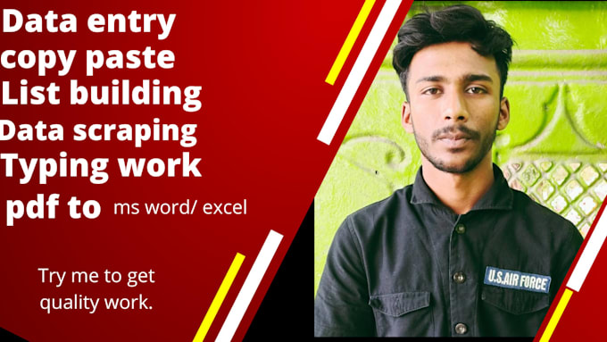 Do data entry, web scraping, copy paste, typing work by Sam4712 | Fiverr