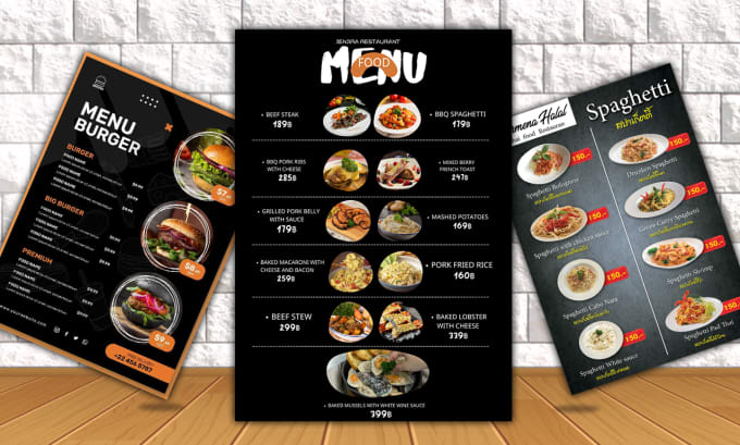 Design minimalist, amazing, restaurant food flyers, food menus ...