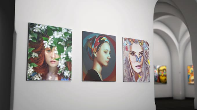 Create slideshow video with a realistic 3d art gallery, slideshow or ...