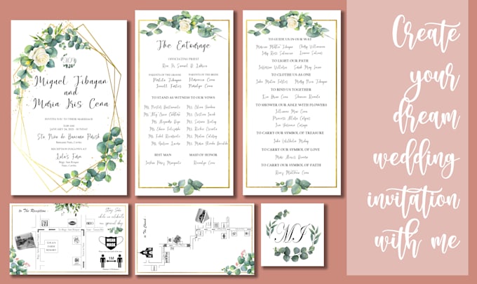 Your unique invitation and reservation cards by Diannemanalo | Fiverr