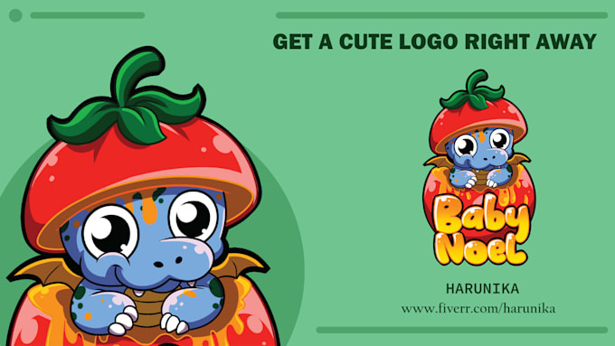 Draw a custom cute cartoon logo design for you by Harunika | Fiverr