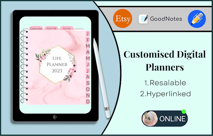 Design etsy digital planner for goodnotes and keynotes by Merriamk | Fiverr