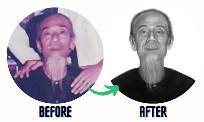 Restore old damaged photos by hand drawing by Dovutuyen | Fiverr