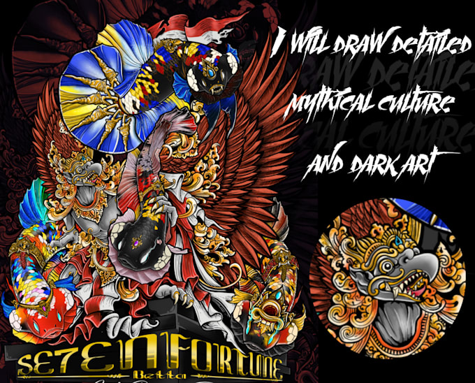 Draw detailed dark art and mytical culture illustration by Tirtahitam ...