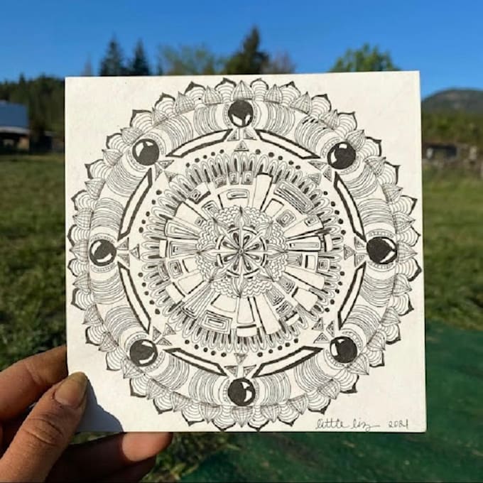 Hand draw mandala art then convert to digital print out by Littleliz364 ...