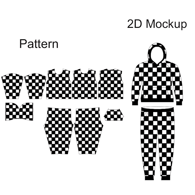 Create tracksuit designs fitting design into patterns and 2d mockup by ...