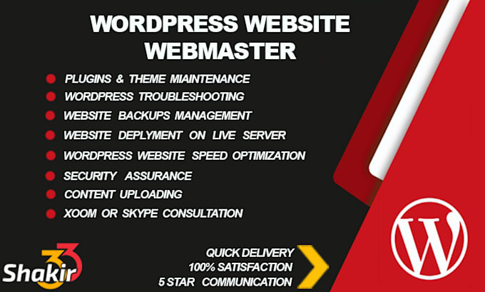 Be your website manager for wordpress website maintenance by Shakir33 | Fiverr