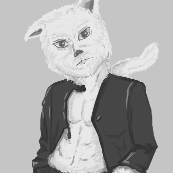 Draw a black and white furry icon, logo,badge art for you by Currysamu ...
