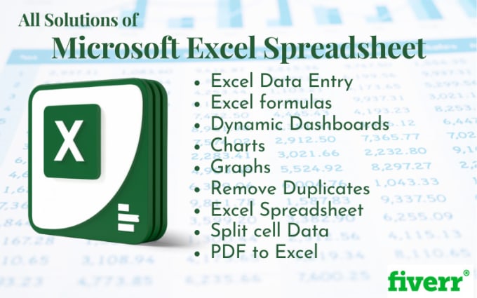 Do Excel Data Entry Formulas Cashflow Pivot Spreadsheet Graphs By Adeeras Fiverr