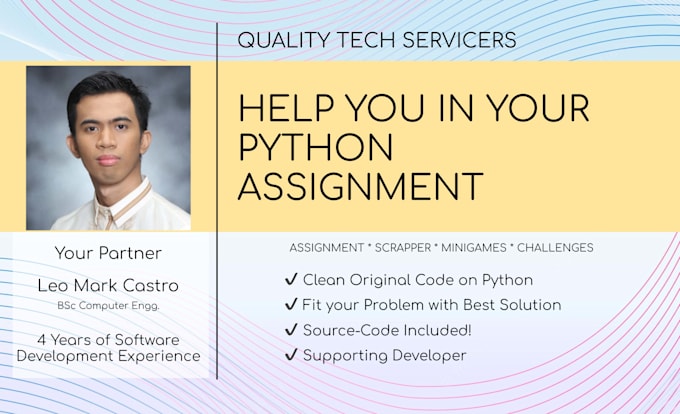 Help you in your python assignment by Leomarkcastro | Fiverr