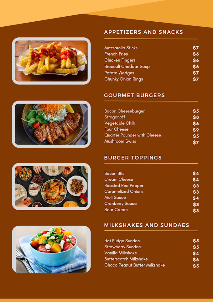 Design menu card for restaurant or others by Mahiaislam9 | Fiverr