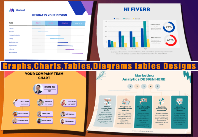 Create graphs,charts,tables,diagram tables designs by Idealmall | Fiverr