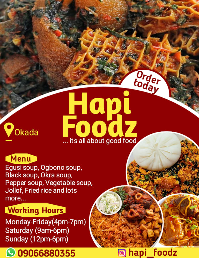 Design a eye catching african and nigerian food flyer by Educationist5 ...