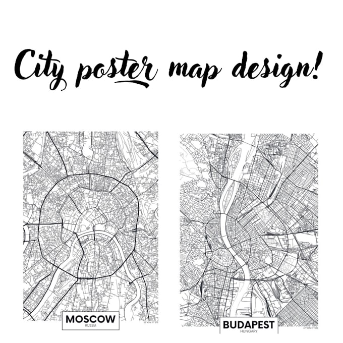 Create city poster map wall art by Bojigbojinski | Fiverr