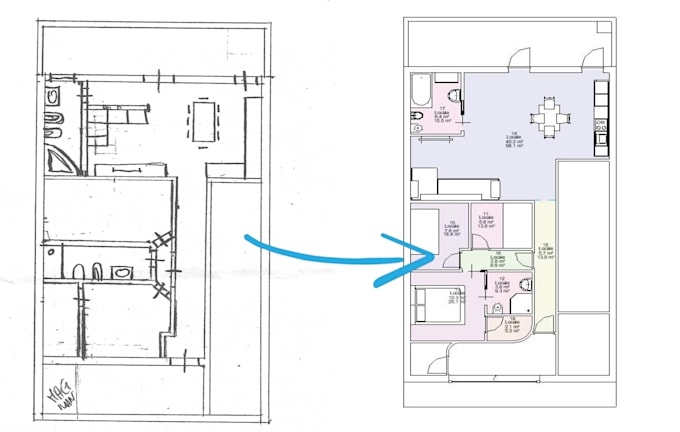 From sketch to floor plan by Pietrocaruso93 | Fiverr
