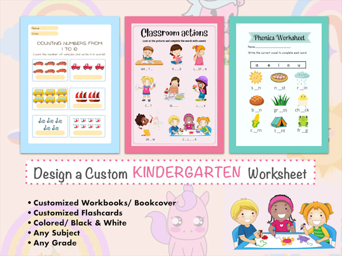 Design custom preschool or kindergarten worksheets for kids by Ahmer ...