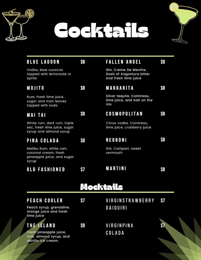 Create modern, fun, and enticing menus by Sydneyhegvold | Fiverr