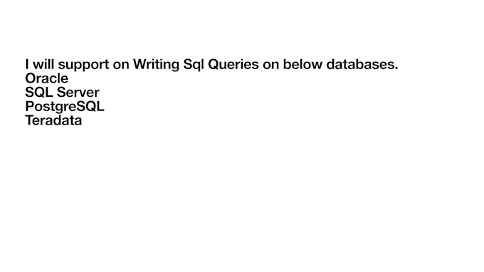 Work on writing the complex sql queries by Prathasunka | Fiverr