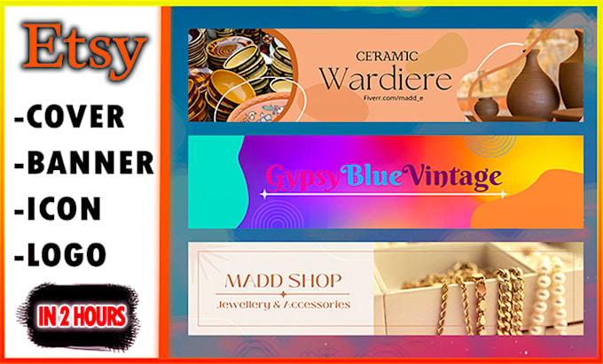Custom etsy shop banner and logo in 2 hours by Madd_e | Fiverr