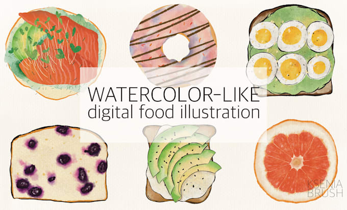 Darw watercolor like food illustration and pattern by Kseniabrush | Fiverr
