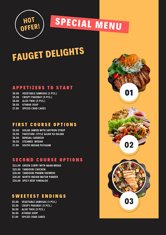 Make a menu card for your restaurant by Almahmud996 | Fiverr