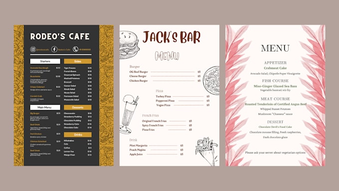 Design catchy menu for your food business by Fatimaaa_hasann | Fiverr
