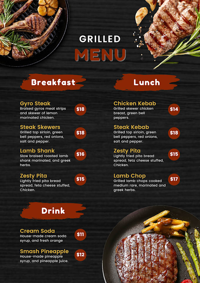 Design menu, food menu, restaurant menu, price list, flyer by Mb ...