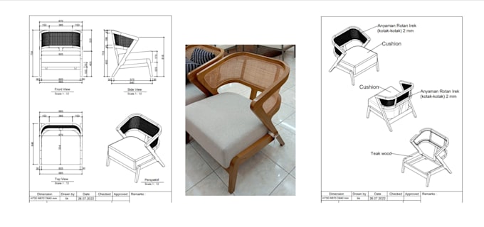 Draft your furniture sketch or photo to technical drawing by Afistri04 ...
