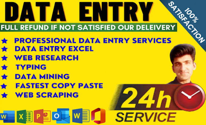 Do any kind of data entry, find emails, web research, copy and paste work by Fahadsaeed7179 | Fiverr
