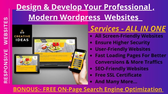 Create responsive, fast loading, seo friendly website design by Shamimdigital1 | Fiverr