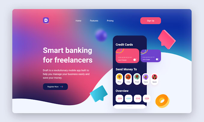 Do attractive web ui ux design, and landing page ui design by ...