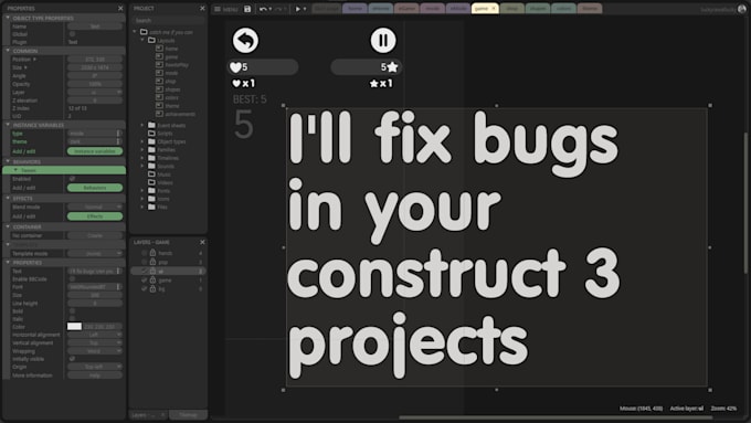 Fix bugs in your construct 2 and construct 3 projects by Luckyrawat | Fiverr