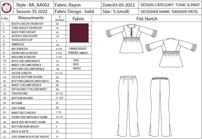 Design cad technical fashion flat illustration drawing by ...
