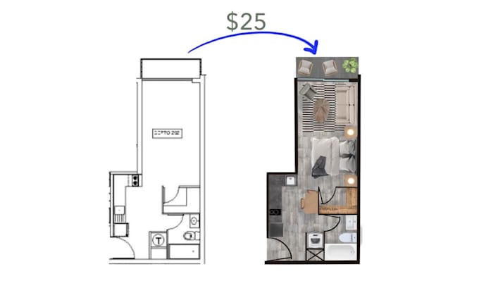Draw a floor plan with colors and textures by Mariagabrielagb | Fiverr