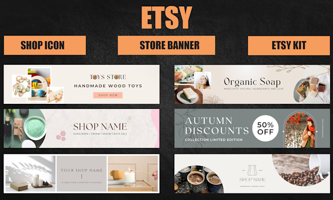 Create a beautiful etsy shop banner, logo, and kit for your etsy shop ...