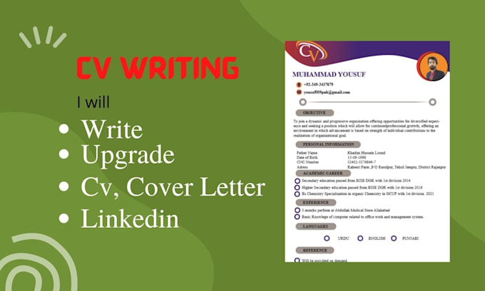 Edit, and write professional resumes, cvs, and linkedin by Yousufdesign957 | Fiverr