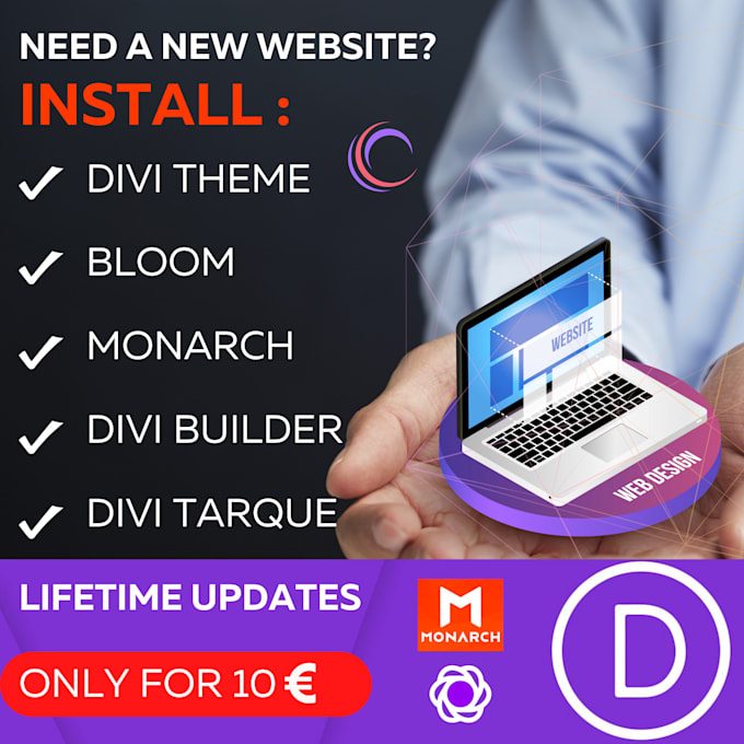 Install divi theme, bloom and monarch with lifetime license by Zu_rehman | Fiverr