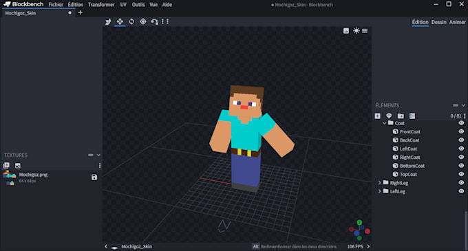Make a 3d model in the style of minecraft for minecraft by Mochigoz ...