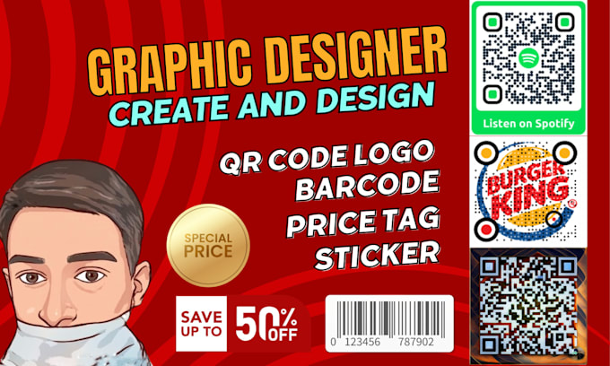 Generate qr code maker barcode label price tag sticker custom qr logo ...