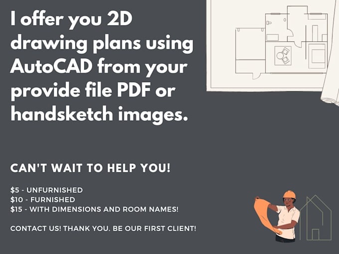 Convert pdf, hand sketch or images floor plan to autocad by Inketches | Fiverr